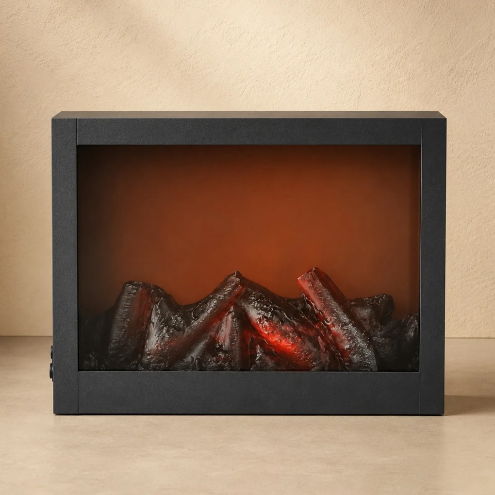 Dekorativní LED krb, kovový, 10 x 29 x 23 cm