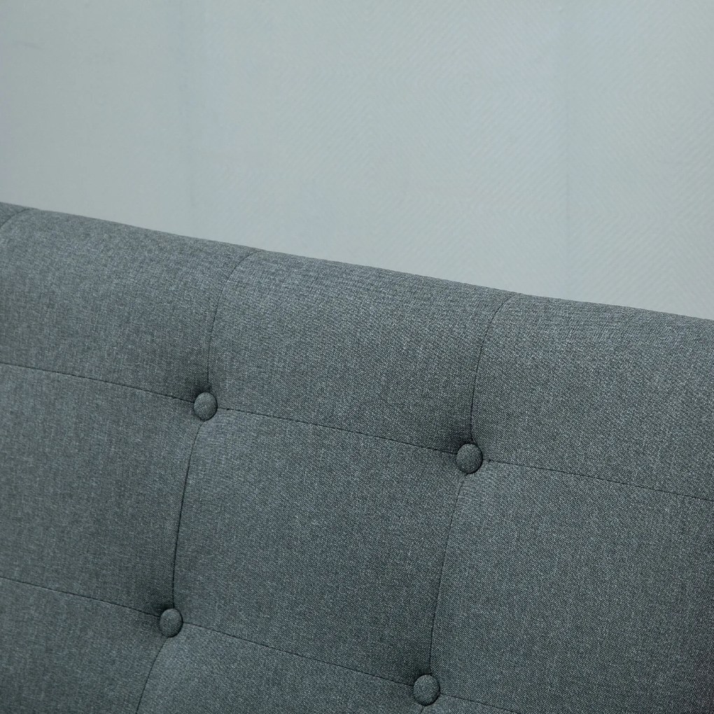 HOMCOM Dvoumístná pohovka Loveseat 2-místná s čalouněním kompaktní design v kombinaci lnu a kaučukovníku šedá 115x66,5x73cm do obývacího pokoje | Aos…