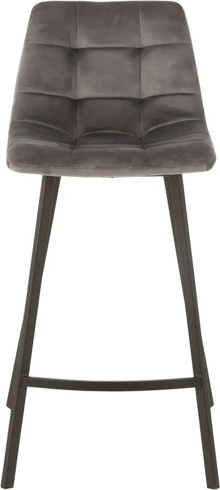 Šedá sametová barová židle Barstool Morgan Grey - 47*43*95cm