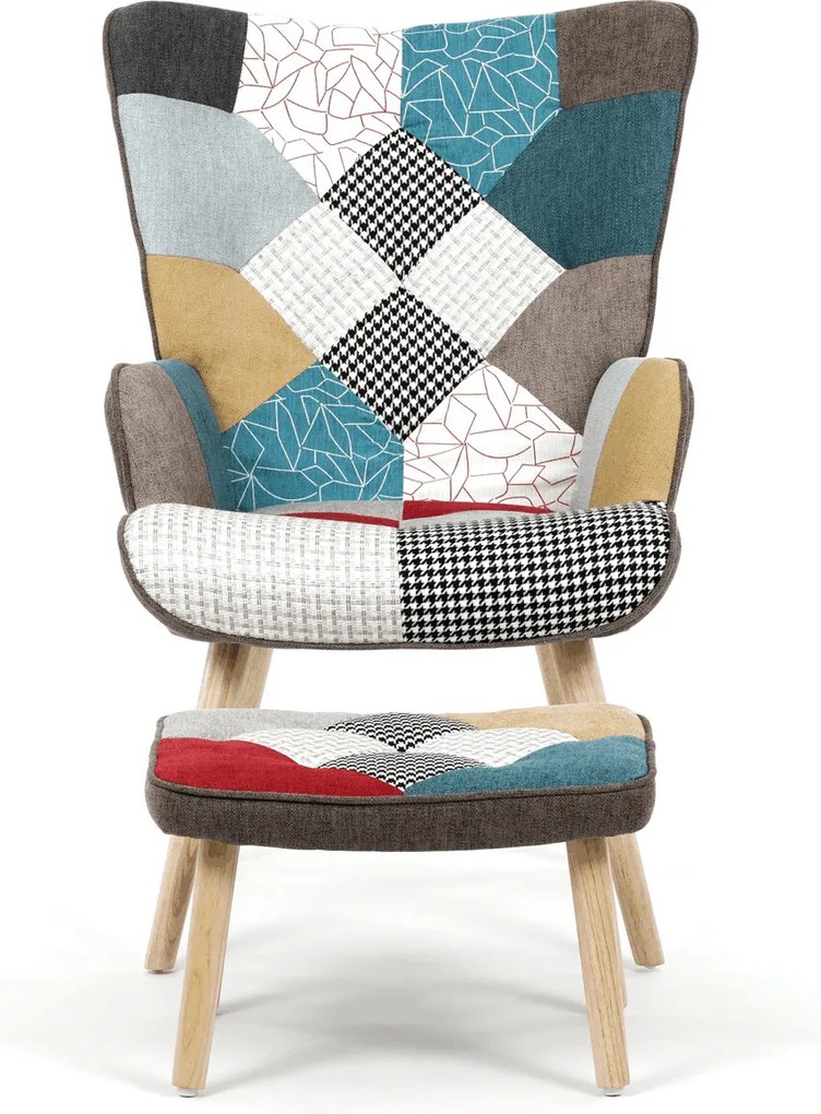 Relaxační křeslo ušák LYRO - patchwork látka
