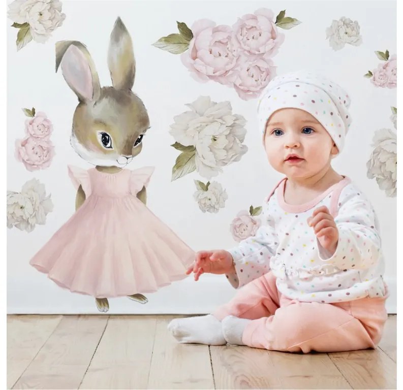 Gario Dětská nálepka na zeď Pastel bunnies - zajíček v sukni Rozměry: L