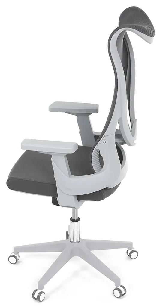 Autronic Židle kancelářská, šedý MESH, bílý plast, plastový kříž