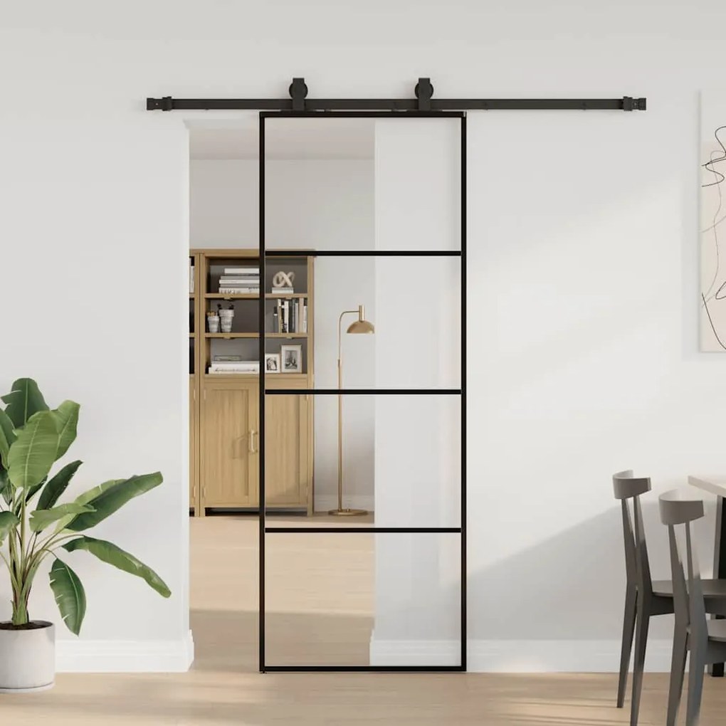 Posuvné dveře se sadou kování černé 76x205 cm ESG Glass 3375796