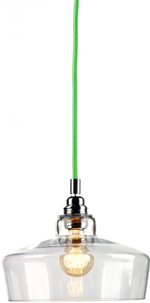 Kaspa 10141109 LONGIS  - Závěsné svítidlo s čirým sklem, zelený textilní kabel