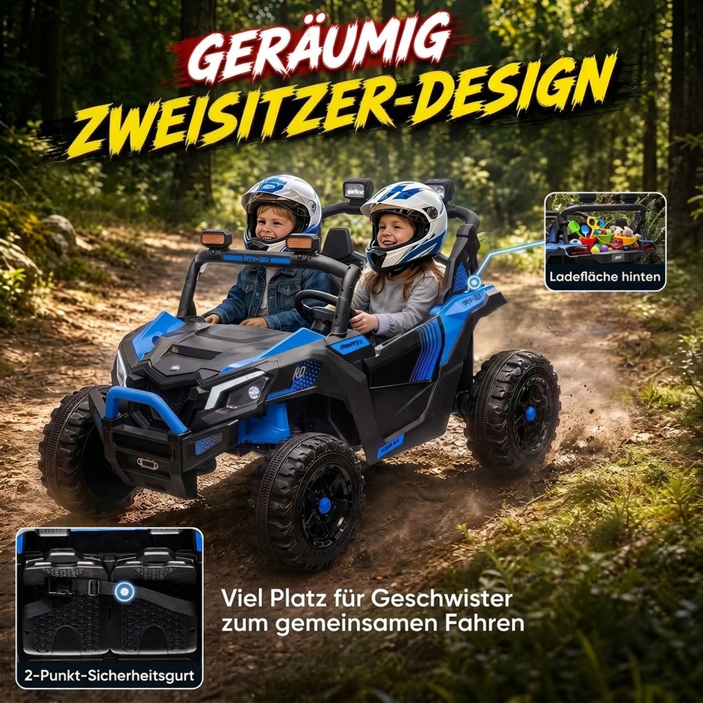 AIYAPLAY Dětské elektrické auto UTV pro dva, modré