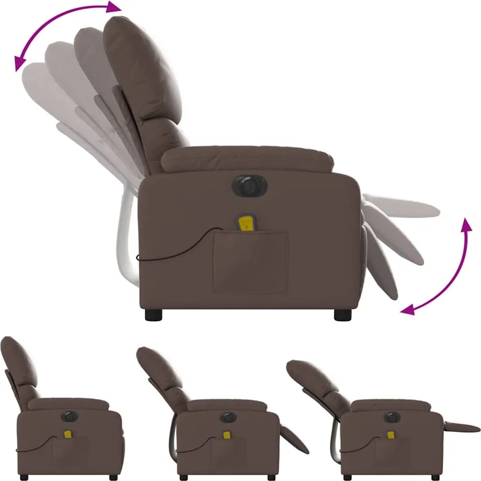 Elektrické masážní polohovací křeslo hnědé umělá kůže 3204881