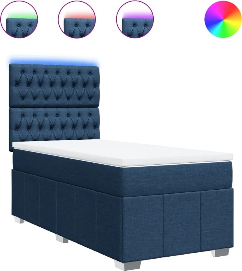 Box spring postel s matrací modrá 90x200 cm textil 3293864