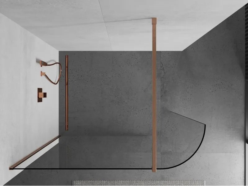 Mexen Kioto, sprchová zástěna Walk-In 80 x 200 cm, 8mm čiré sklo, měděný matný profil, 800-080-101-65-06