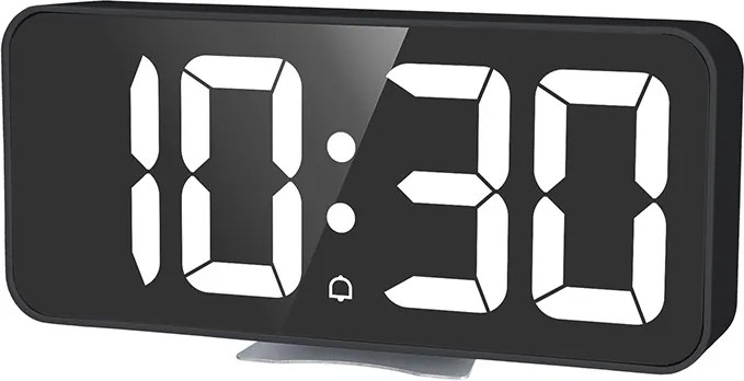 SOLIGHT Digitální hodiny s Bluetooth synchronizací, LED displej, teploměr, budík, černé
