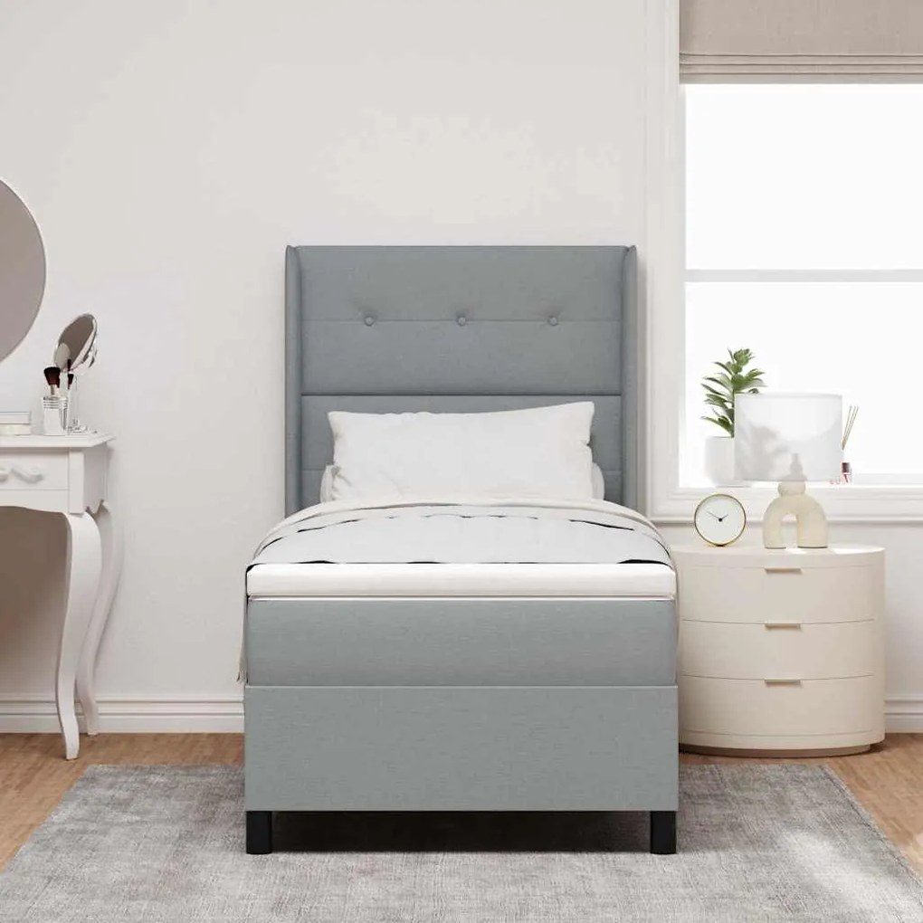 Postel s boxspringem s polštářem Světle šedá 200 x 80 cm textil 3341609