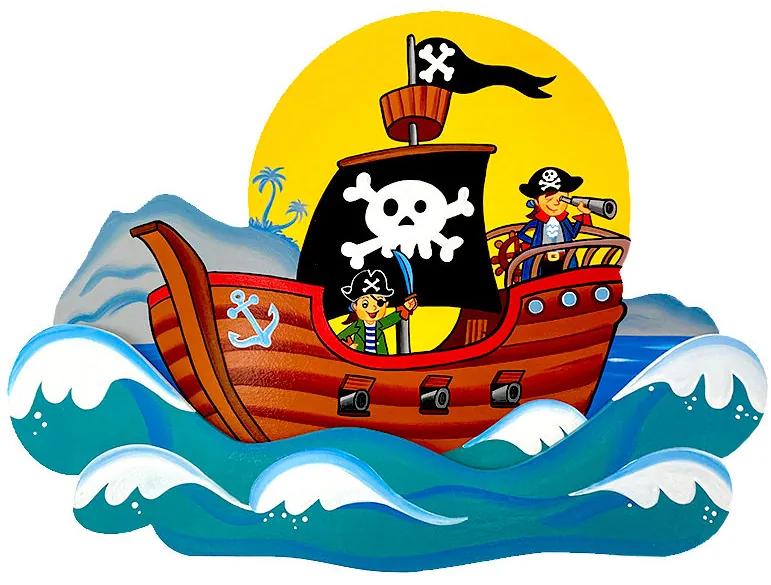 Dětská nástěnná dekorace ze dřeva pirátská loď