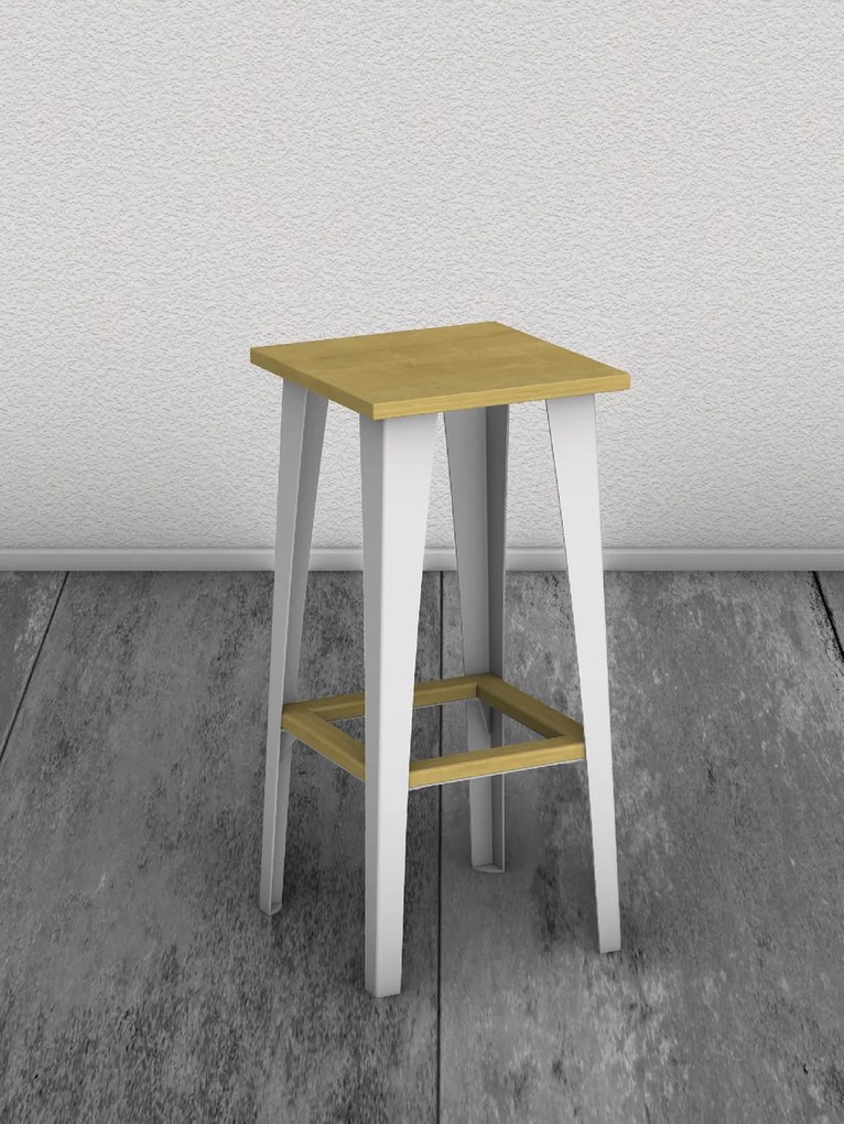 Barová židle bílá A31, masiv dub přírodní ZVOLTE VÝŠKU ŽIDLE:: 75 cm