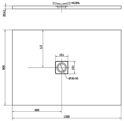 Polysan Flexia Vanička z litého mramoru 130x90x3 cm 72896