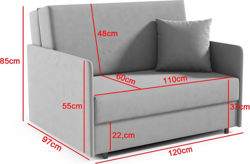 Eka Pohovka AMERYKANKA 167, 120 cm Barva látky: Tmavě zelená (Kronos 14)