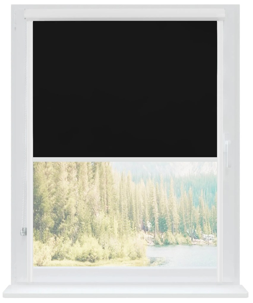 Dekodum Termoizolační roleta v bílé kazetě, barva látky Black Silver Šířka (cm): 147, Výška (cm): Balkonová (do 200 cm), Strana mechanismu: Levá