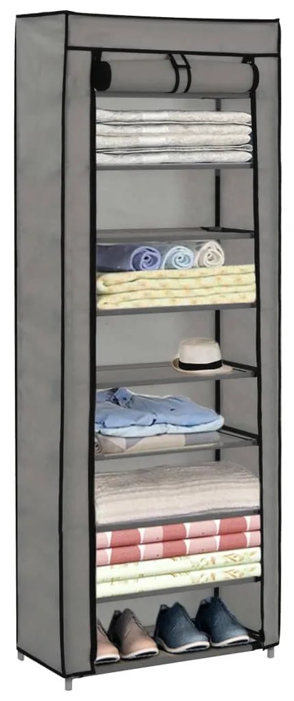 Botník s potahem šedý 57 x 29 x 162 cm textil 282432