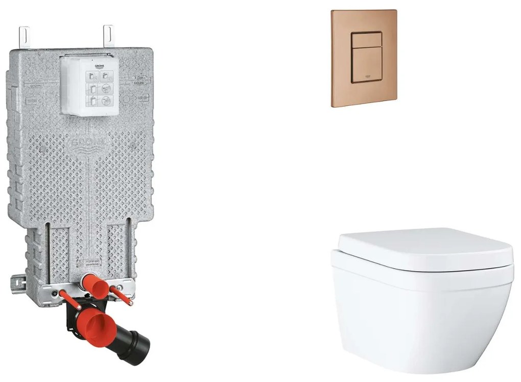Grohe Uniset - Set předstěnové instalace, klozetu, sedátka SoftClose a tlačítka Skate Cosmopolitan, Triple Vortex, kartáčovaný Warm Sunset SANI15BB4108