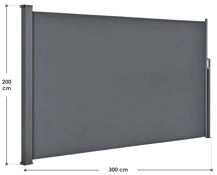 Juskys Boční markýza Dubaj 300 x 200 cm - šedá