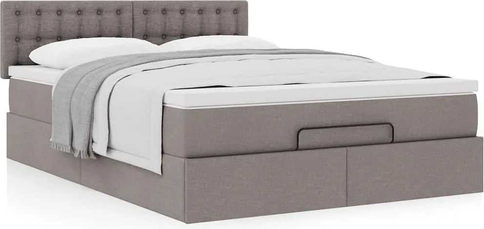 Osmanský postel s matrací taupe 140x200 cm textil 3311633