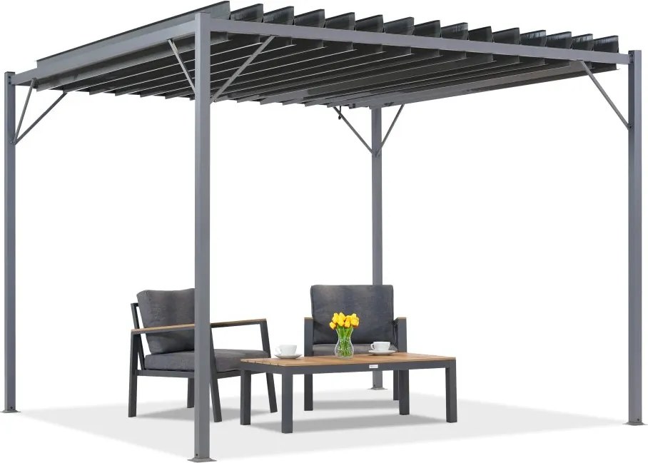 Antracitová terasová pergola Tasos 3x3m Garden Point