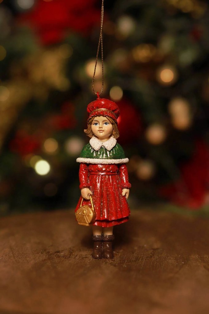 Klasik závěsná vánoční ozdoba holka 11cm