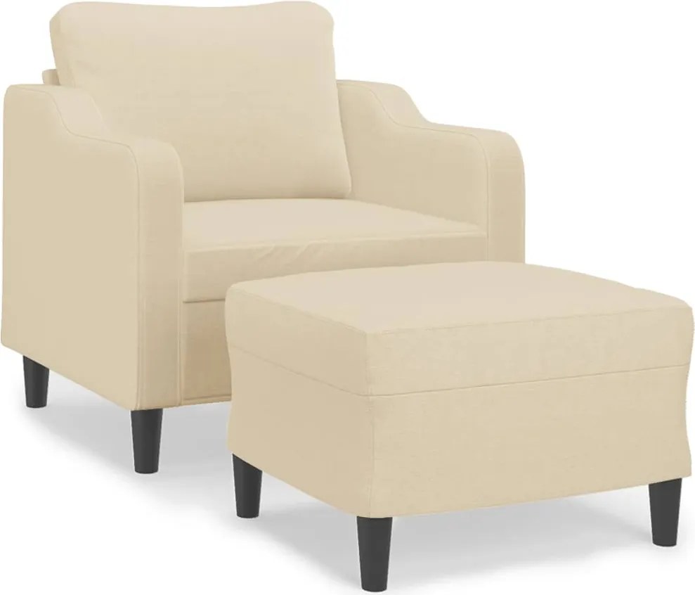 Křeslo s podnožkou krémové 60 cm textil 3201129