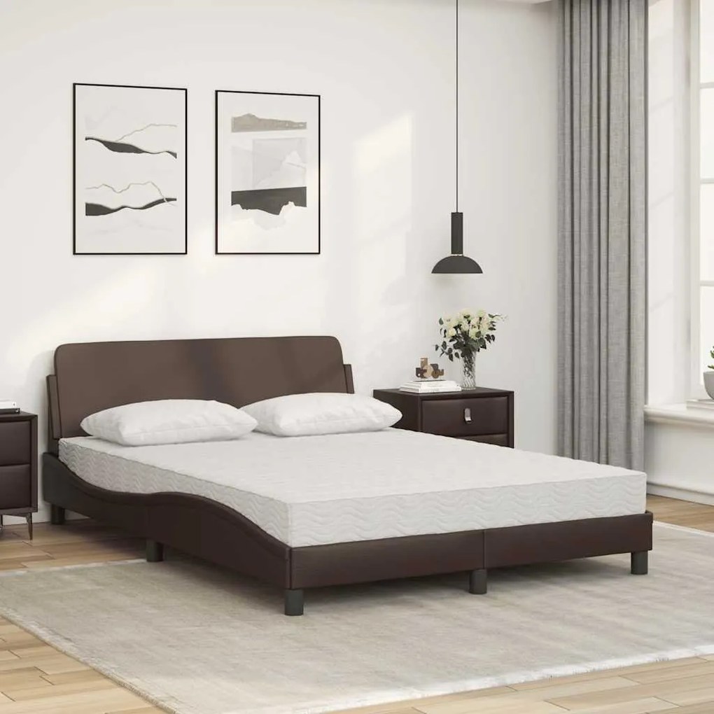 Postel s matrací Dover hnědá 120 x 200 cm umělá kůže 3208379