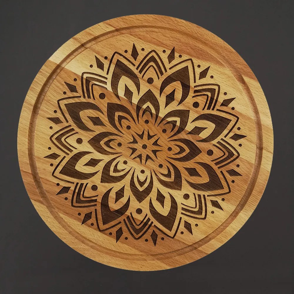 AMADEA Dřevěné servírovací prkénko - podnos mandala, masivní dřevo, 30 cm