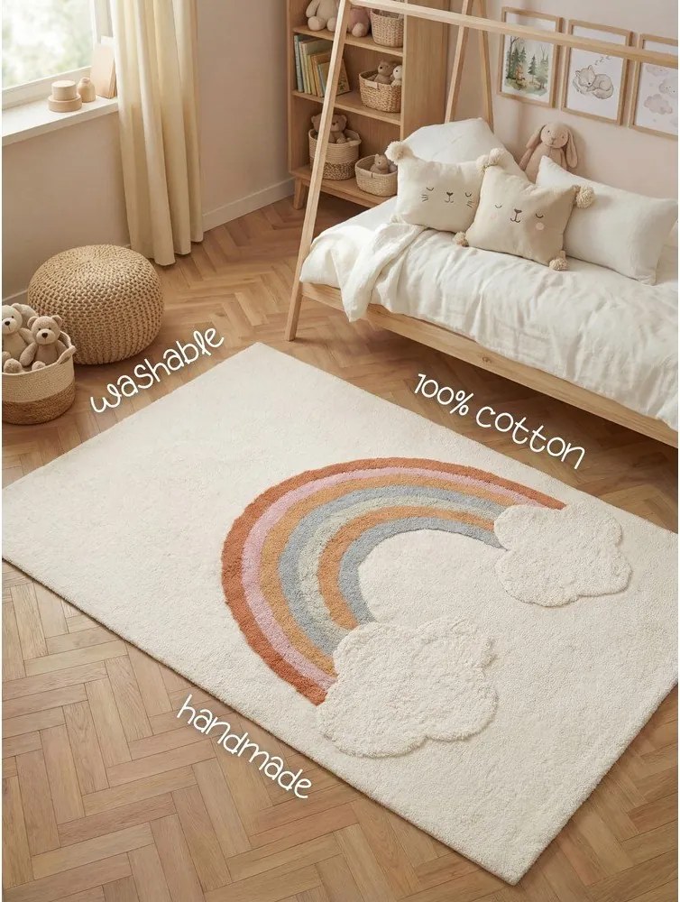 Krémový pratelný/ručně tkaný bavlněný dětský koberec 140x200 cm Snuggle Petite – Hanse Home