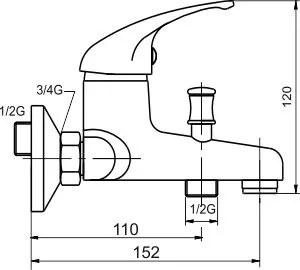 Novaservis Metalia 55 Vanová baterie bez příslušenství 150 mm, chrom, 55020/1,0