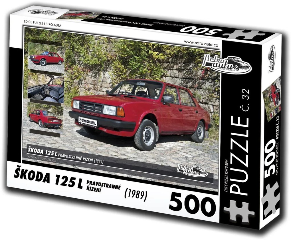 Puzzle retro-auta puzzle č. 32 škoda 125 l (1989) - pravostranné řízení 500 dílků