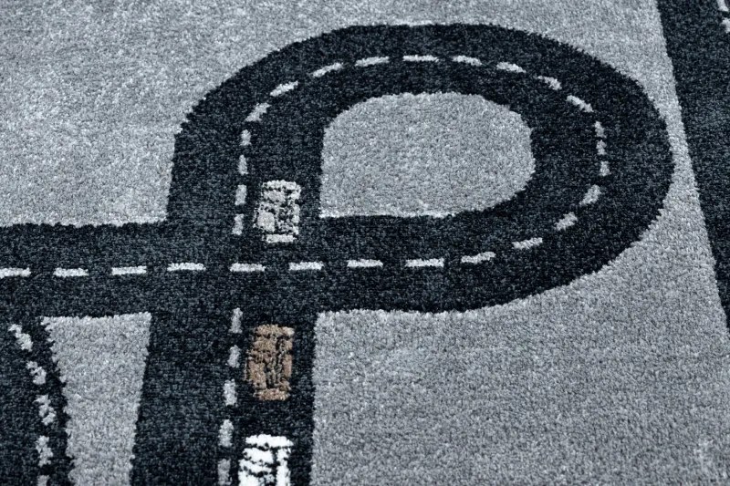 Dywany Łuszczów, Dětský kusový koberec Fun Track grey, 200x290, šedá, dětský pokoj