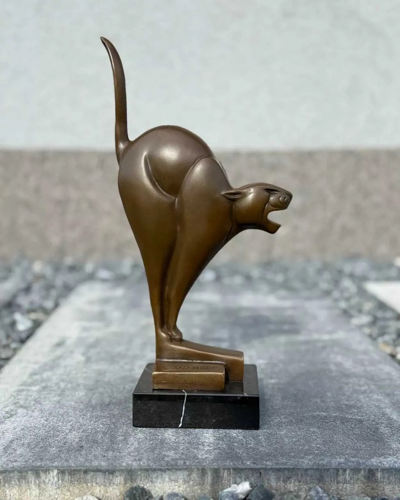 Bronzová socha Kočka – art deco zvířecí figurka