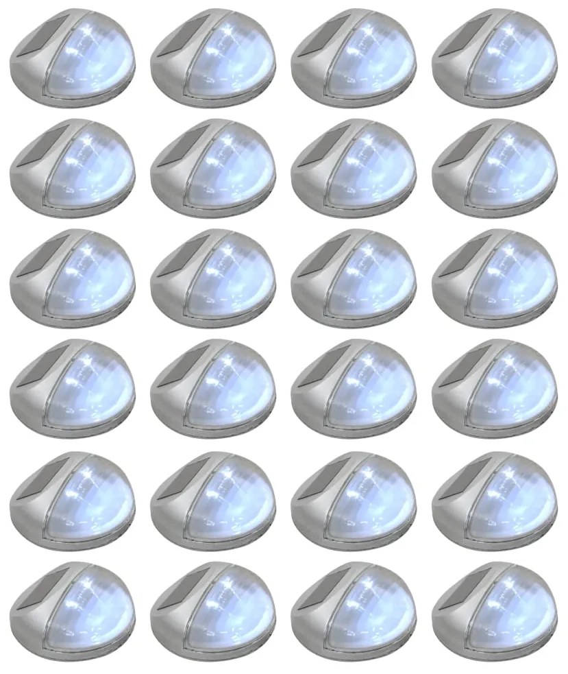 Zahradní nástěnné solární lampy LED 24 ks kulaté stříbrné 277140