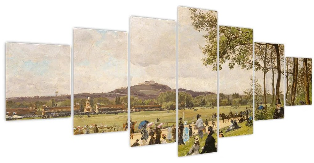 Obraz - French 19th Century, Race Course at Longchamps, reprodukce (210x100 cm)