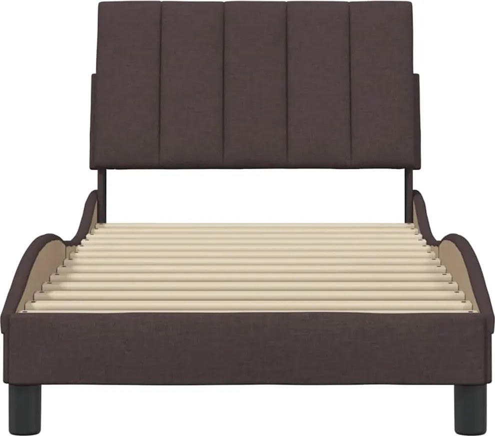 Rám postele bez matrace Hanko tmavě hnědá 90 x 190 cm textil 3310359