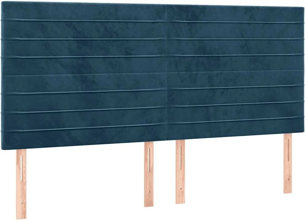Box spring postel s matrací a LED tmavě modrá 160x200 cm samet 3136195