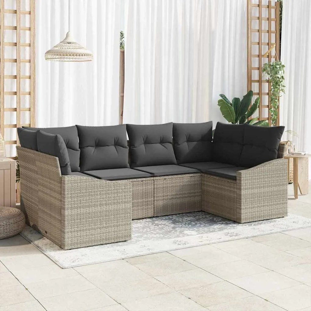 Set pohovek 6 ks Světle šedá polyratan 3346862