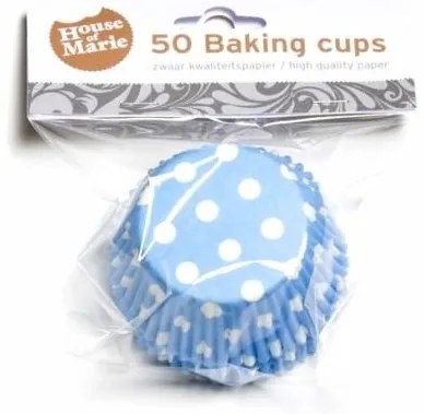 Papírový košíček na muffiny modrý puntíkovaný 50ks - House of Marie