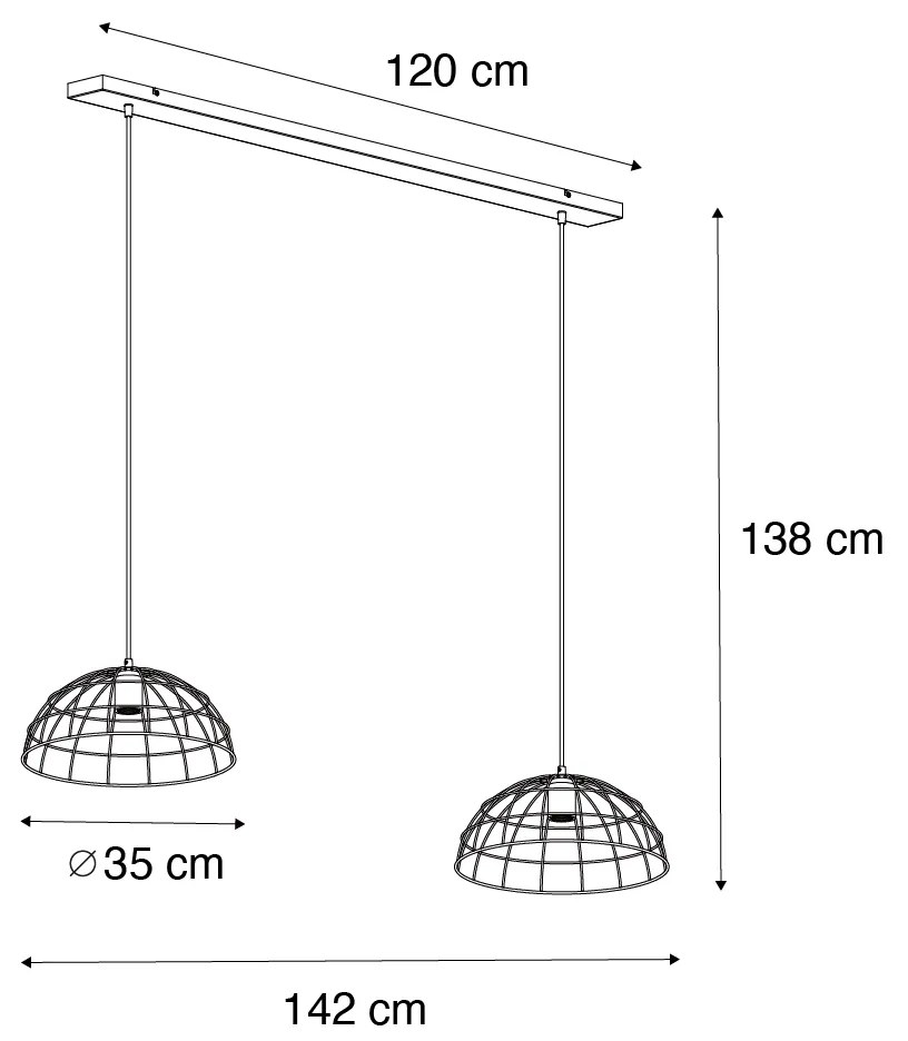 Průmyslové závěsné svítidlo černé 2-světelné - Hanze