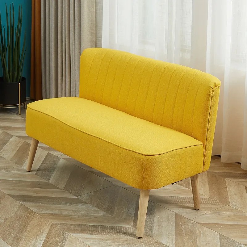 HOMCOM Dvoumístná pohovka žlutá, 117 cm 833-524V04YL