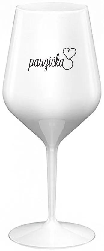 PAUZIČKA - bílá nerozbitná sklenice na víno 470 ml