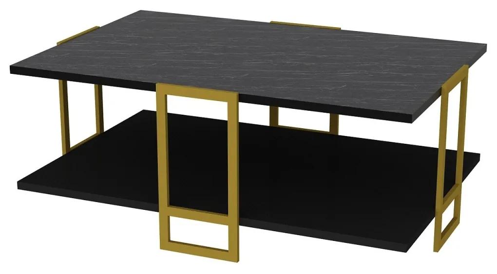 Konferenční stolek Polka černo-zlatý