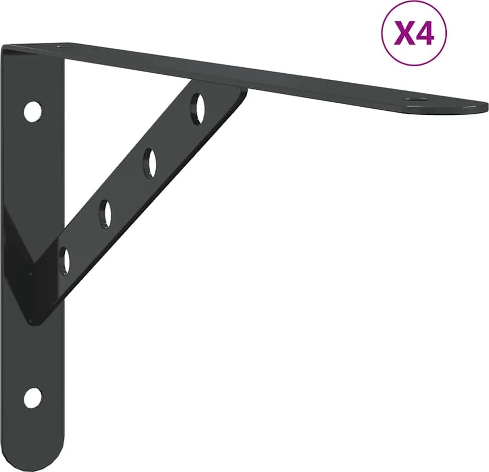 Policové držáky 4 ks 30 x 2,5 x 15,5 cm černé nerezová ocel 30304