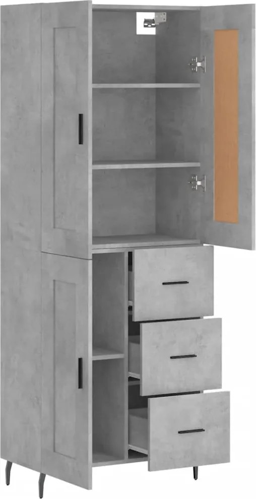 Skříň highboard betonově šedá 69,5x34x180 cm kompozitní dřevo 3200021