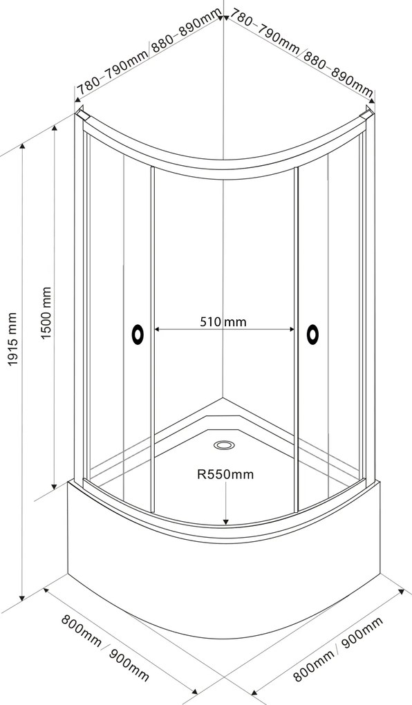 Aqualine ARLEN 90 x 90 cm BTR903 sprchový kout Koupelny Bernold