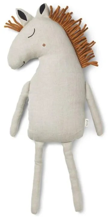 ferm LIVING Dětský dekorativní polštářek Sleepy Horse, krémová barva, textil