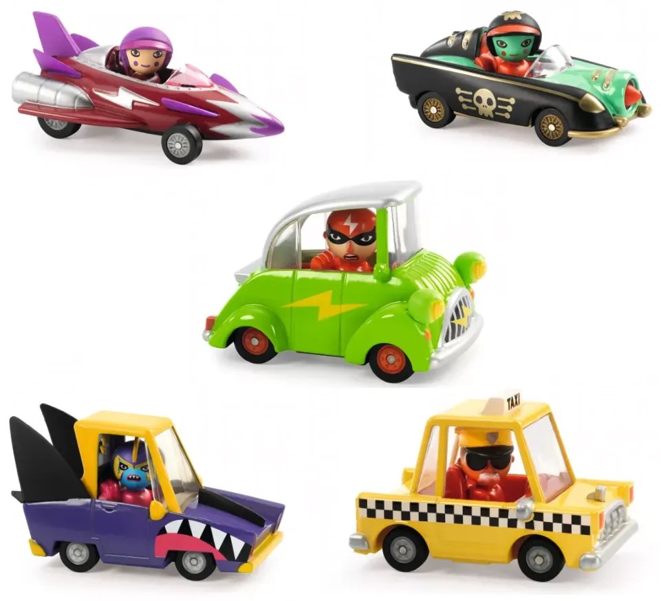 Balíček Crazy Motors - Taxi Joe & Shark N'Go & Pirate Wheels & Miss Burgundy & Green Flash