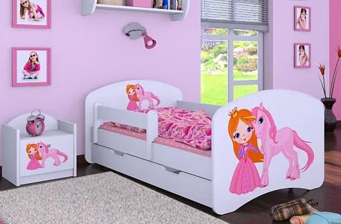 Svět pokojů Dětská postel Kevin - princezna a jednorožec + matrace zdarma Barva: Bílá, Úložný prostor: ANO (+800 Kč), Rozměr: 140x70 cm