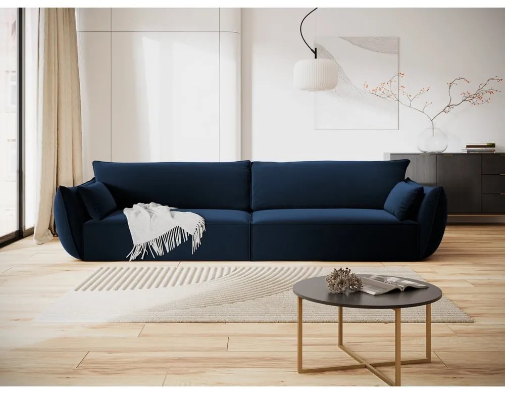 Tmavě modrá sametová pohovka 248 cm Vanda – Mazzini Sofas